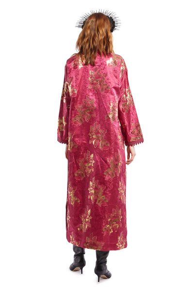 Red Brocade Robe with Gold Flowers by Portobello Girl x Festibel ...
